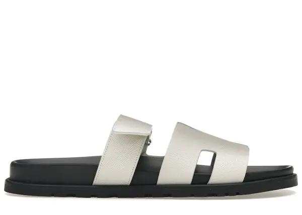 Hermès Chypre Sandal In Epsom Leather - White/black