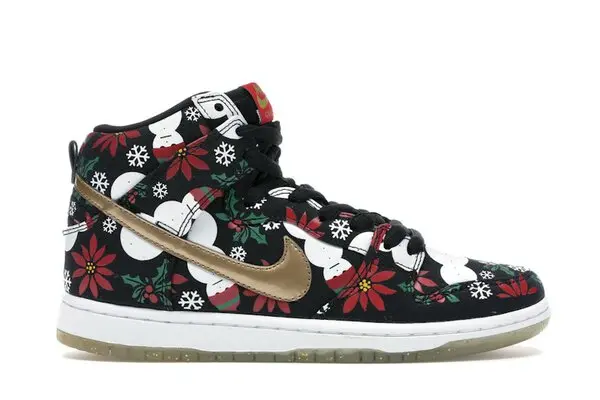 Nike Dunk High Concepts Ugly Christmas Sweater Sneakers - Black/pine Green/university Red