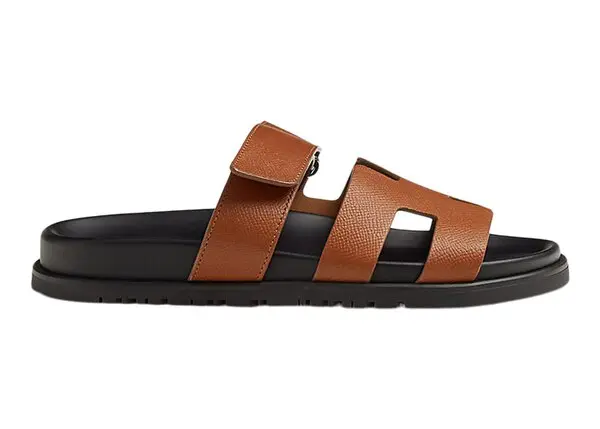 Hermès Chypre Sandal In Epsom Leather - Brown/black