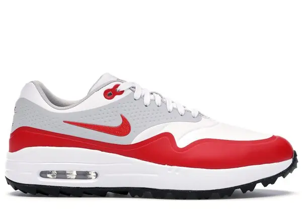Nike Air Max 1 Golf Shoes - White/neutral Grey/sport Red