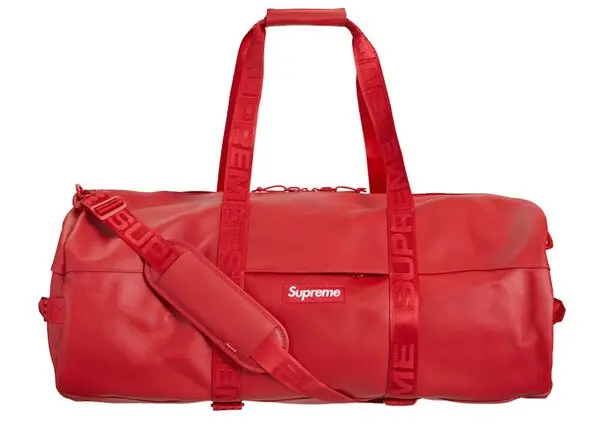 Supreme Leather Duffle Bag - Red