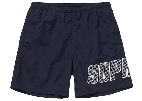 Supreme Logo Applique Water Short - Navy Blue