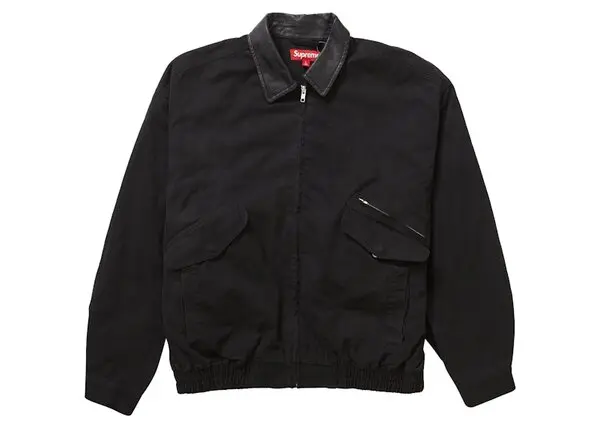 Supreme Leather Collar Utility Jacket - Black | Editorialist