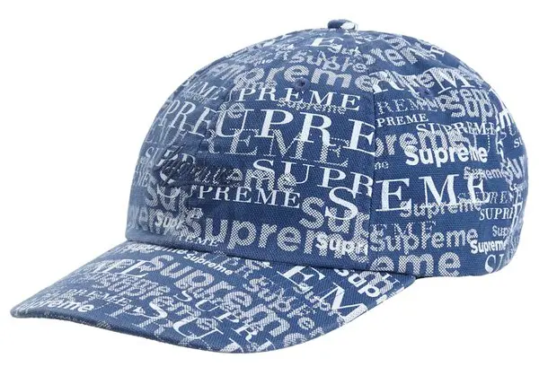 Supreme Logo Pattern 6-panel Cap - Light Navy Blue