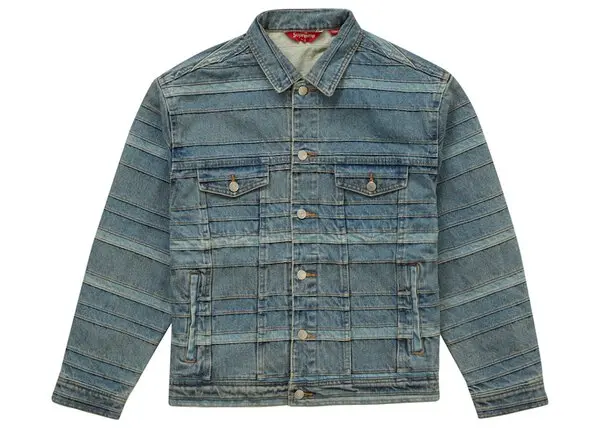 Supreme Layered Denim Trucker Jacket - Washed Blue