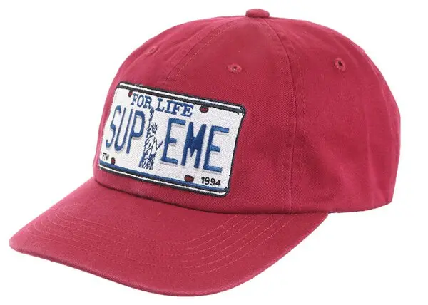 Supreme License Plate 6-panel Cap - Cranberry