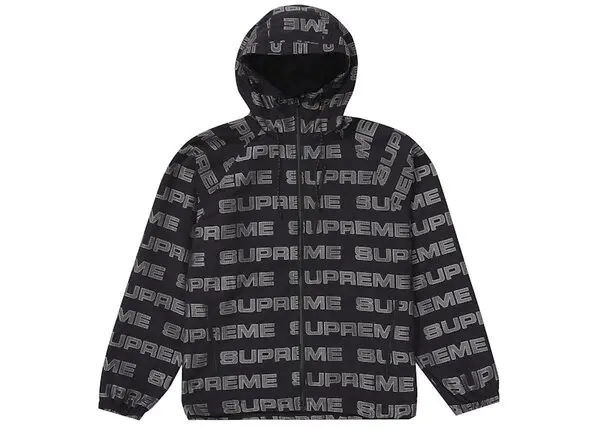 Supreme Logo Ripstop Hooded Track Jacket - Black