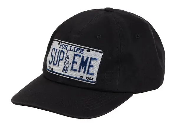 Supreme License Plate 6-panel Cap - Black