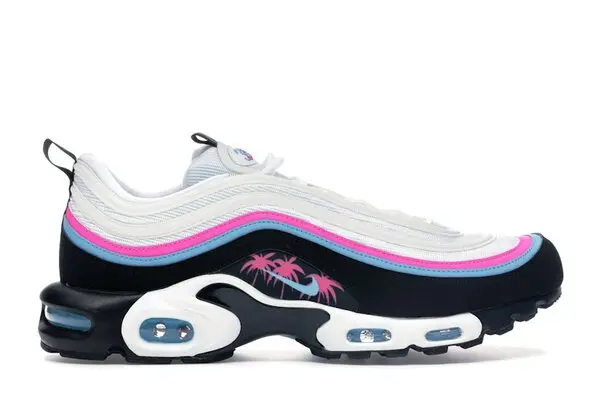Nike Air Max Plus 97 Miami Away Sneakers - White/blue Galeone-colorblackone-colorlaser Fuchsia