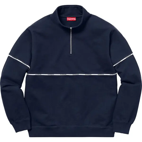 Supreme Logo Piping Half Zip Sweatshirt - Navy Blue
