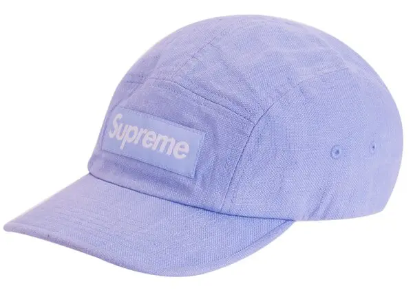 Supreme Linen Fitted Camp Cap - Light Blue