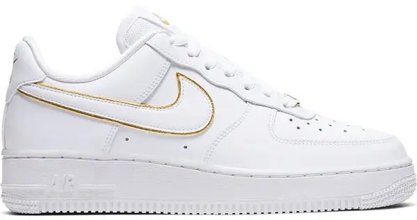 Nike Force 1 Low Gold Swoosh Sneakers - White/metallic Gold