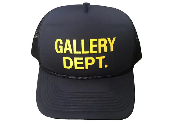 GALLERY DEPT. Logo Trucker Hat - Navy Blue/yellow