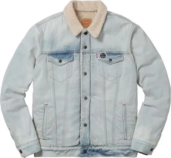 Supreme Levi's Bleached Sherpa Trucker Jacket - Blue