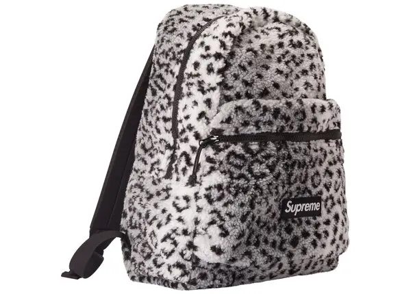 Supreme Leopard Fleece Backpack - White