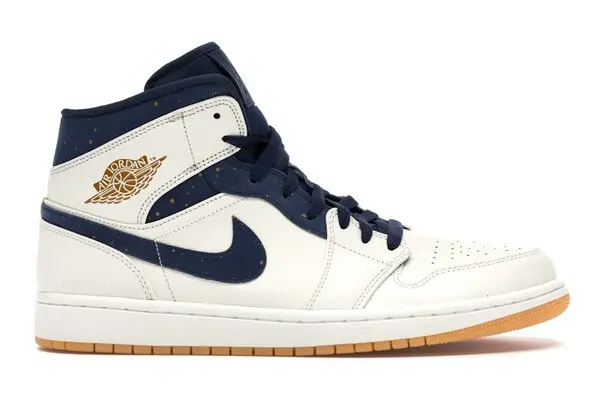 JORDAN 1 Retro Mid Jeter Sneakers - Sail/bronze/college Navy Blue