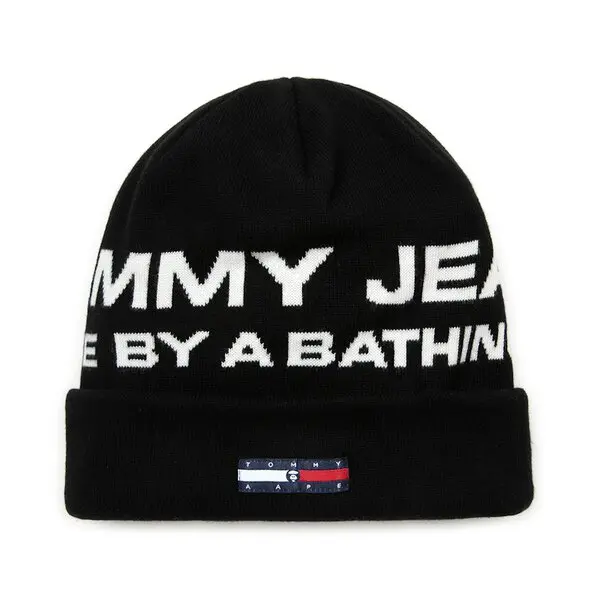 A BATHING APE X Tommy Logo Jacquard Knit Beanie - Black