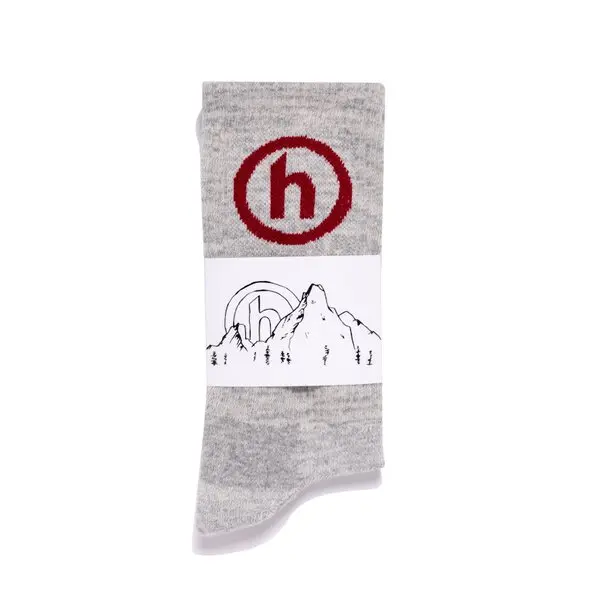 HIDDEN NY Crew Socks - Grey/red