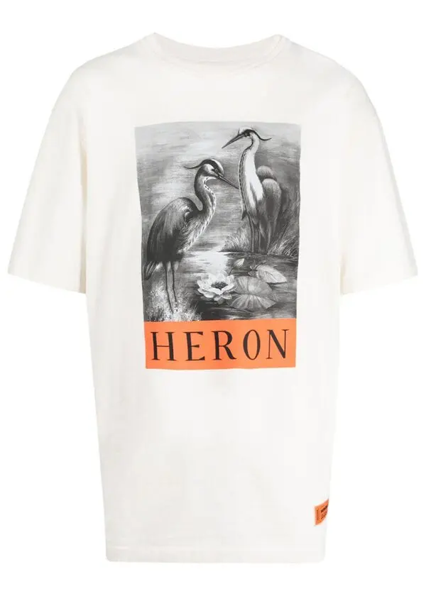 Heron Preston Herons Sketch Oversized T-shirt - White/black/orange