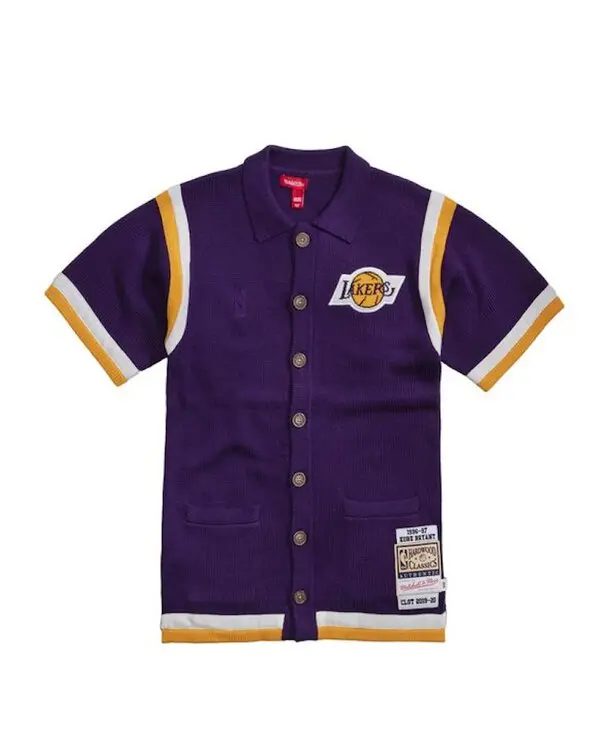 CLOT X Mitchell & Ness Lakers Shooting Shirt - Purple/yellow
