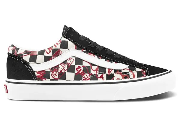 VANS Style 36 Checkerboard Sneakers - Black/white/red
