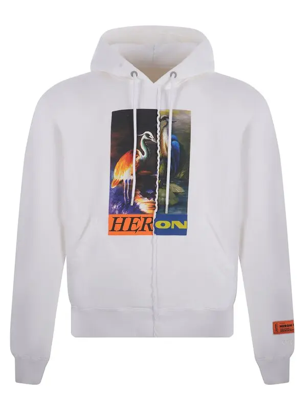 Heron Preston Split Herons Hoodie - White/orange
