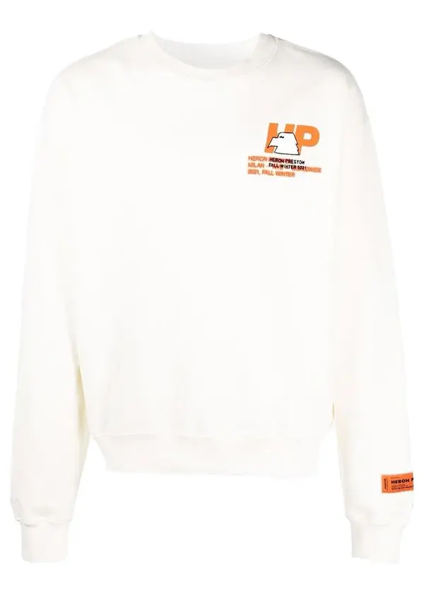 Heron Preston Hp Eagle Trading Crewneck Sweatshirt - Cream/orange/light Blue