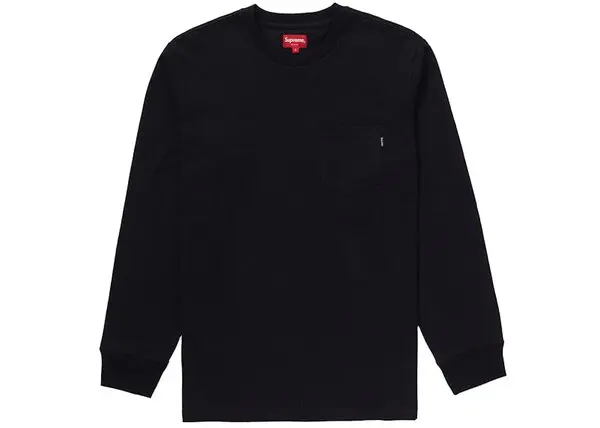 Supreme Long Sleeve Pocket Tee Shirt - Black