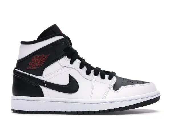 JORDAN 1 Mid Reverse Black Toe Sneakers - White/gym Red/black