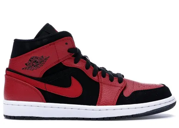 JORDAN 1 Mid Reverse Bred Sneakers - Black/white/gym Red