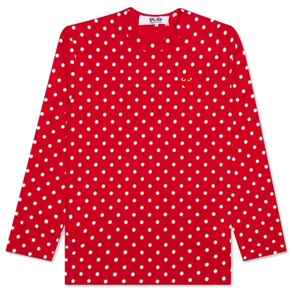 Play Comme Des Garcon Polka Dot Long Sleeve T-shirt - Red