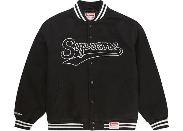 Supreme Mitchell & Ness Doughboy Twill Varsity Jacket - Black