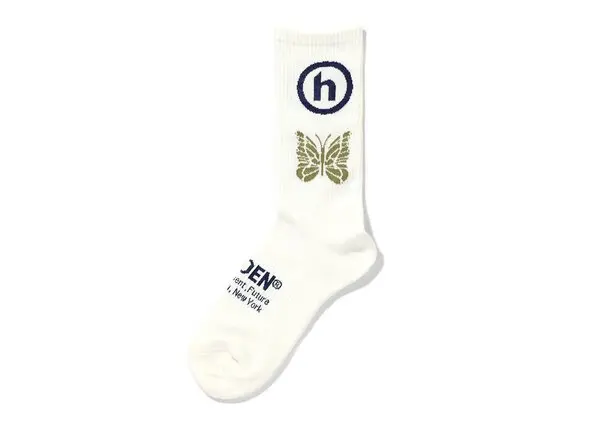 HIDDEN NY X Needles Jacquard Socks - White Blue Khaki