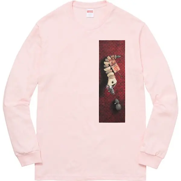 Supreme Mike Hill Snake Trap Long Sleeve Tee Shirt - Pale Pink