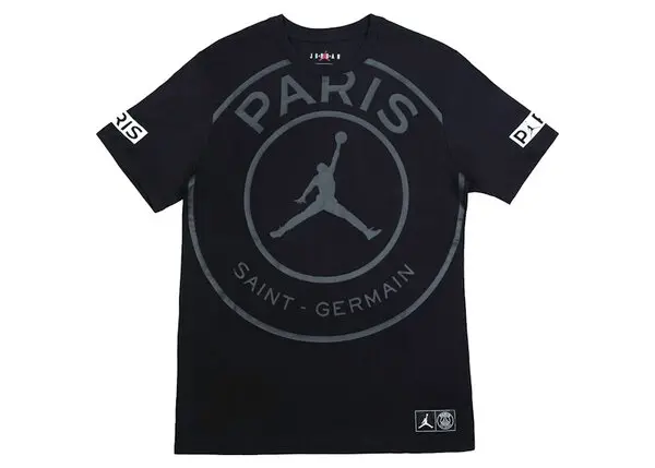 JORDAN X Paris Saintgermain Logo Tee Shirt - Black