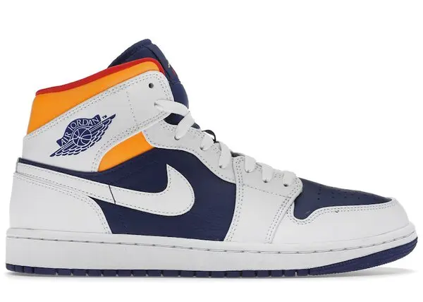 JORDAN 1 Mid Sneakers - White/deep Royal Blue/track Red