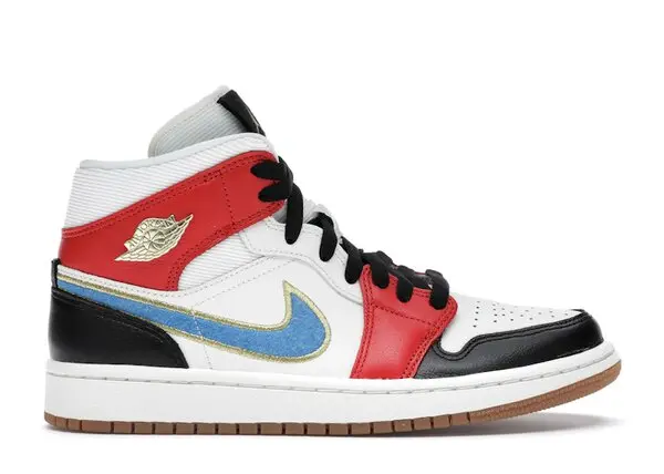JORDAN 1 Mid Let - Sail/chile Red/black