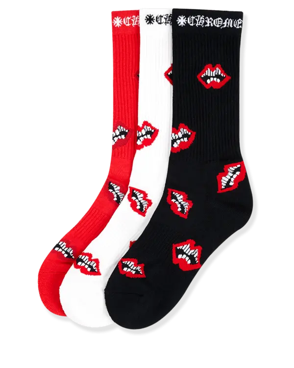 Chrome Hearts 3pack Chomper Socks - Multicolor