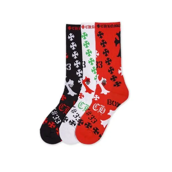 Chrome Hearts Stencil Socks - Black/white/red
