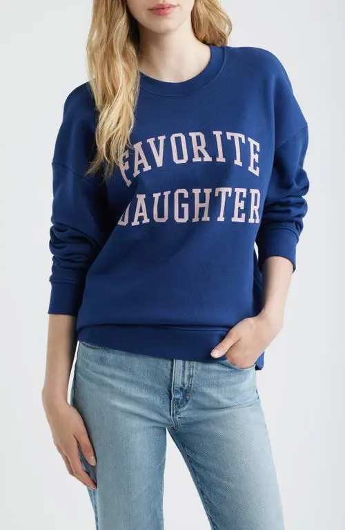 FAVORITE DAUGHTER Collegiate Cotton-blend Sweatshirt - Ink/frosty Pink