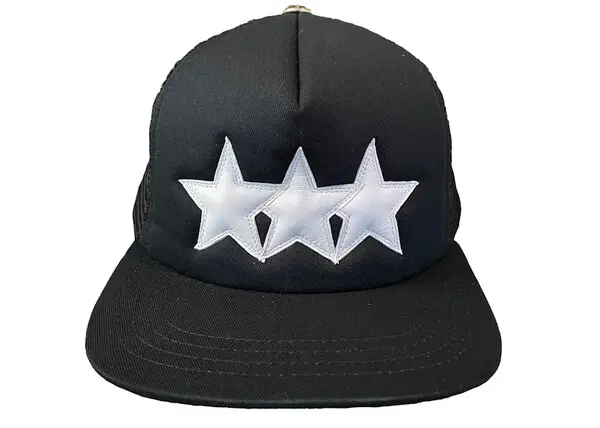 Chrome Hearts Leather Star Trucker Hat - Black/white