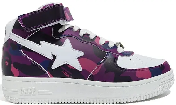 BAPE A Bathing Ape Sta Mid Camoin Sneakers - Purple/white
