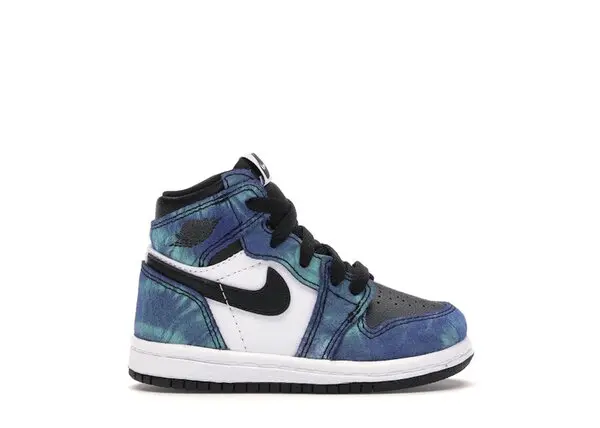 JORDAN 1 Retro High Tie Dye Toddlers’ Sneakers - White/black/aurora Green
