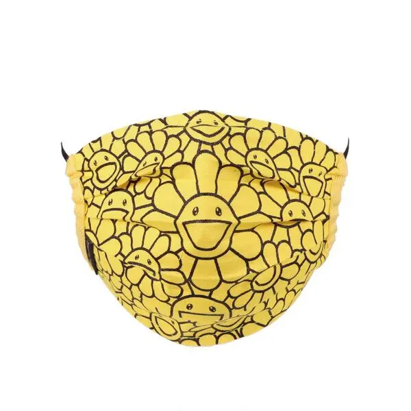 TAKASHI MURAKAMI Flower Pattern Face Mask - Lemon Yellow/black