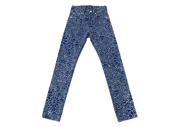 TAKASHI MURAKAMI Flowers And Skulls Jacquard Denim Pants