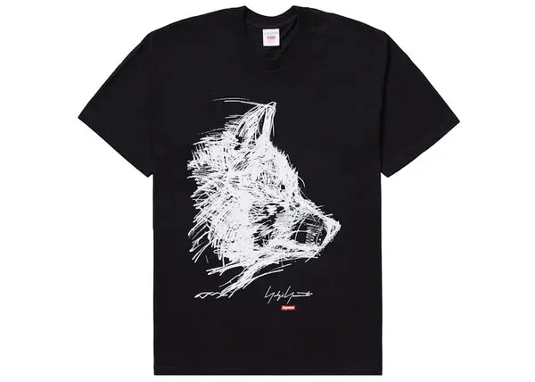 Supreme Yohji Yamamoto Scribble Wolf Tee Shirt - Black