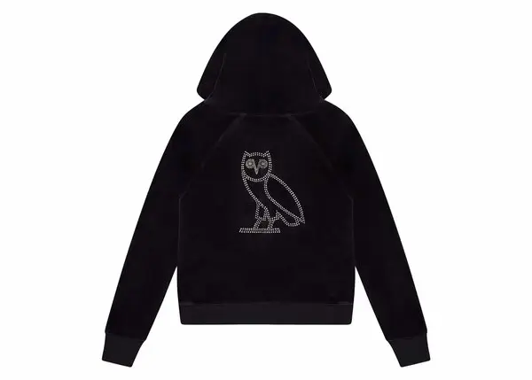 OVO Velour Crystal Owl Zip Up Hoodie