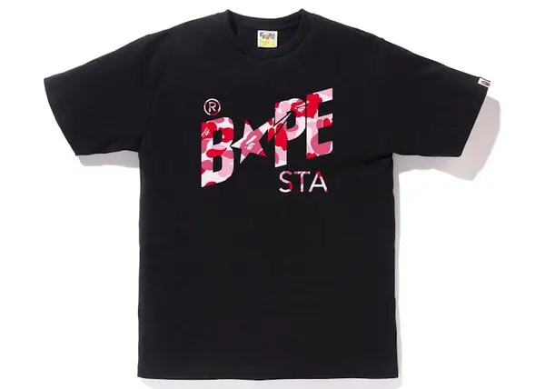 A BATHING APE Abc Camo Sta Logo Tee Shirt - Black Pink