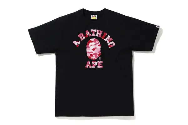 A BATHING APE Abc Camo College Tee Shirt - Black/pink