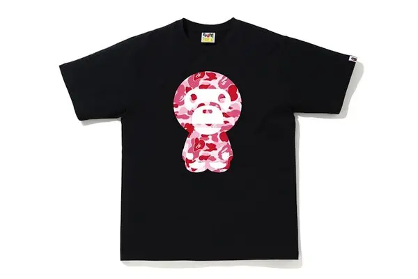 A BATHING APE Abc Camo Big Baby Milo Tee Shirt - Black/pink